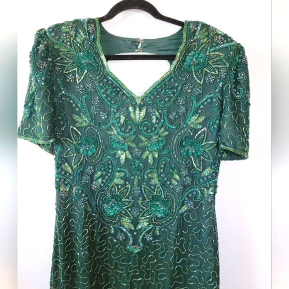Scala | Dresses | Vintageretro 8s90s Scala Silk Green Beaded Cocktail ...